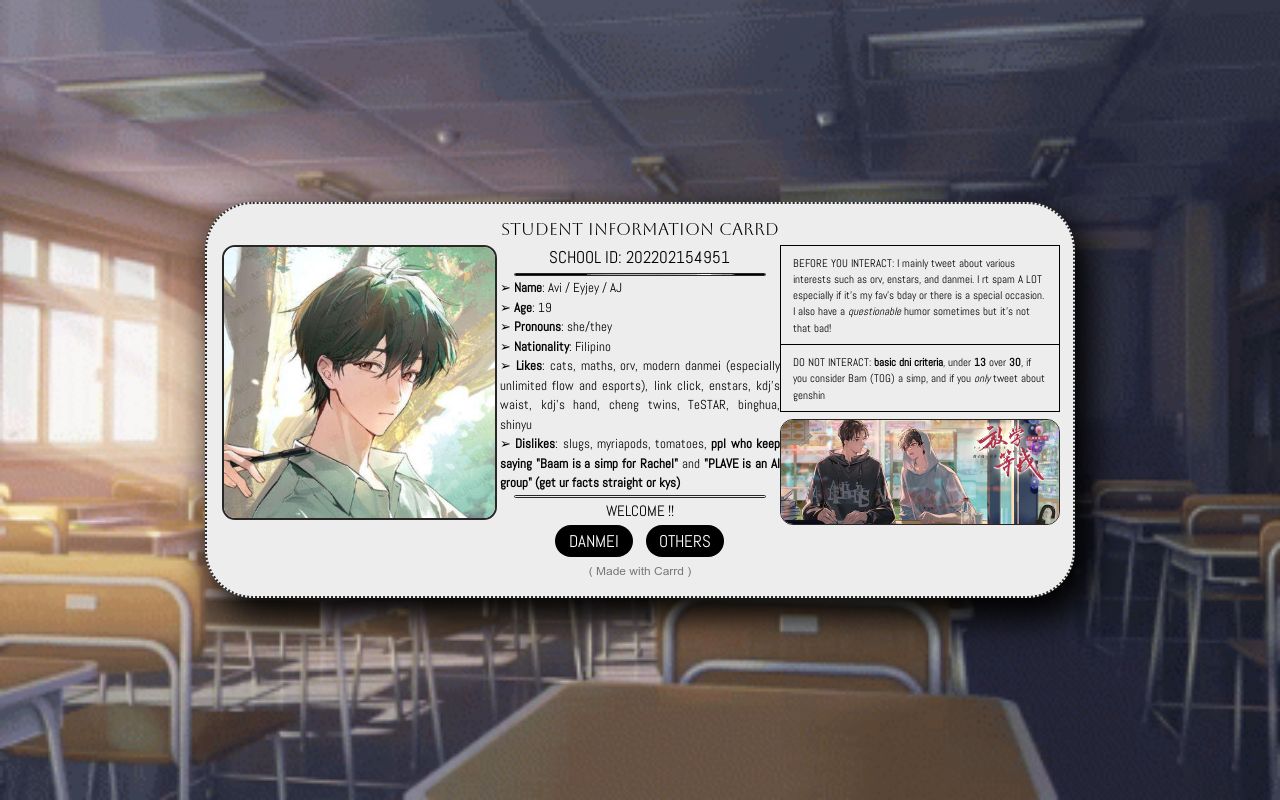 Student Information Carrd